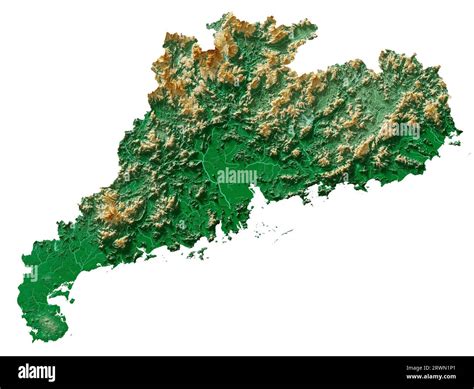 Guangdong A Province Of China A Detailed 3D Rendering Of A Shaded