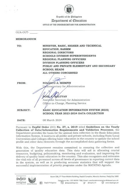 MEMO BEIS SY 2023 2024 DATA Collection Mechanical Engineering