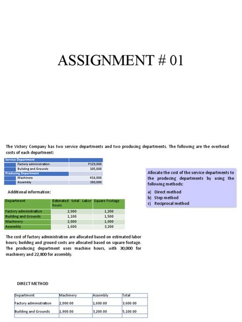 Direct Step And Reciprocal Method Hw Pdf Business Economies