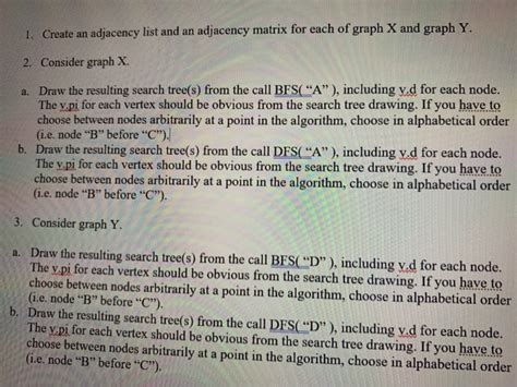 Solved Graph X Graphy 1 Create An Adjacency List And An