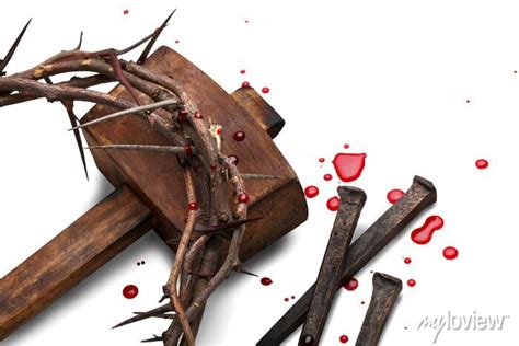Crucifixion Of Jesus Christ Bloody Nails And Crown Of Thorns