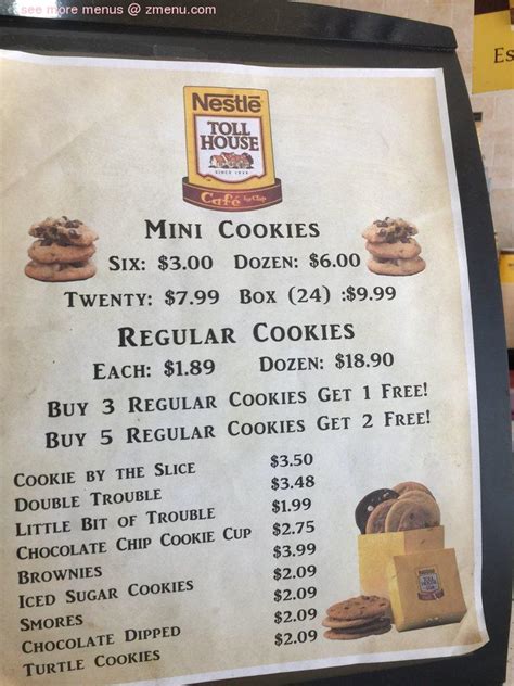 Menu At Nestle Toll House Cafe By Chip Santa Clarita Town Center Dr