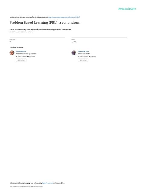 Problem Based Learning Pbl A Conundrum Pdf Cognition