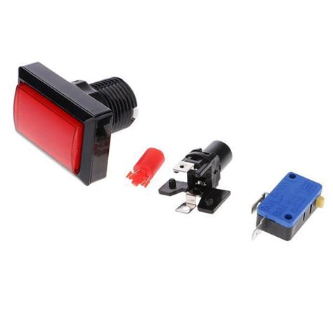 2x Juego De Arcade Con Botones Pulsadores Led Rojos Para Repuesto De