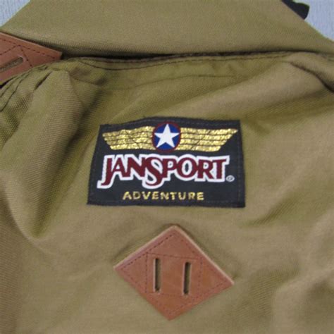 Vintage Jansport Backpack Green Adventure Canvas Leat Gem
