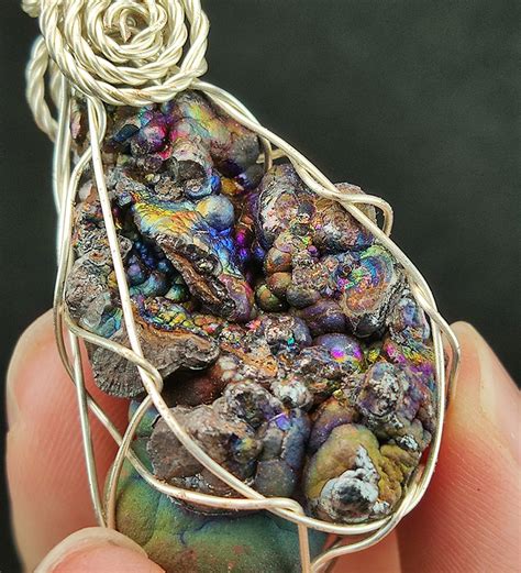 Goethite Pendant Copper Wire Wrapped Gemstone Pendant Colour Gree