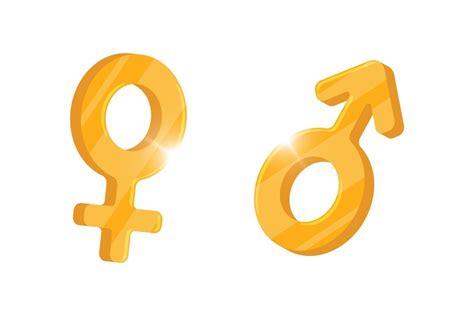Heterosexual Gender Symbol Mars And Venus Gold Icons Male And Female Vector Sign Isolated Man