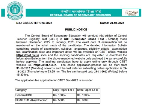 CTET Notification Out Central Teacher Eligibility Test Notification Released Apply Online