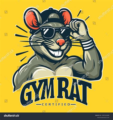 Gym Rat Meme Muscle Bodybuilder Mascot Stock Vector Royalty Free
