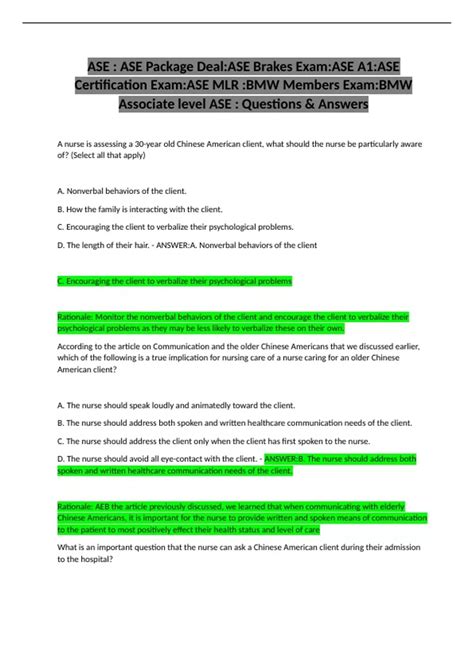 Ase Ase Package Dealase Brakes Examase A1ase Certification Exam