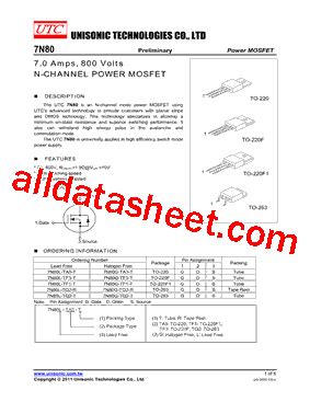 7N80 Datasheet(PDF) - Unisonic Technologies