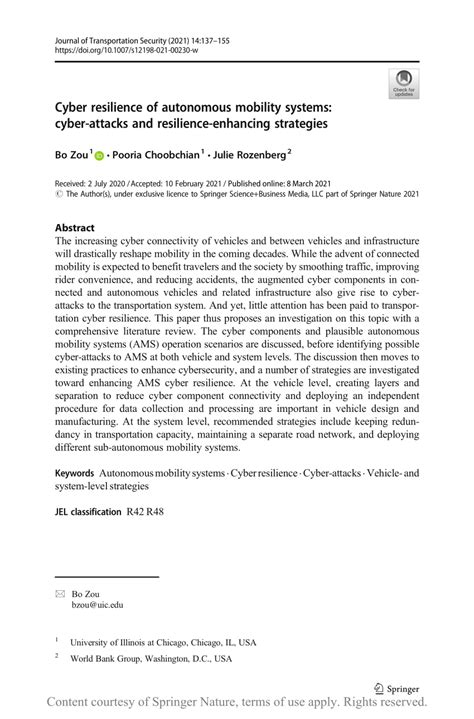 Cyber Resilience Of Autonomous Mobility Systems Cyber Attacks And