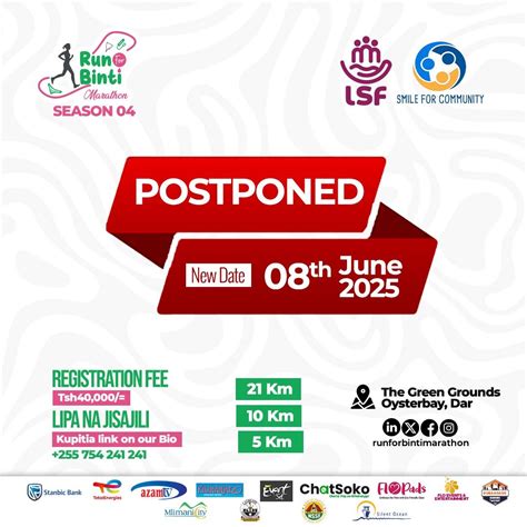 Important Announcement We Would Like To Inform You That The Run For Binti Marathon Which Was