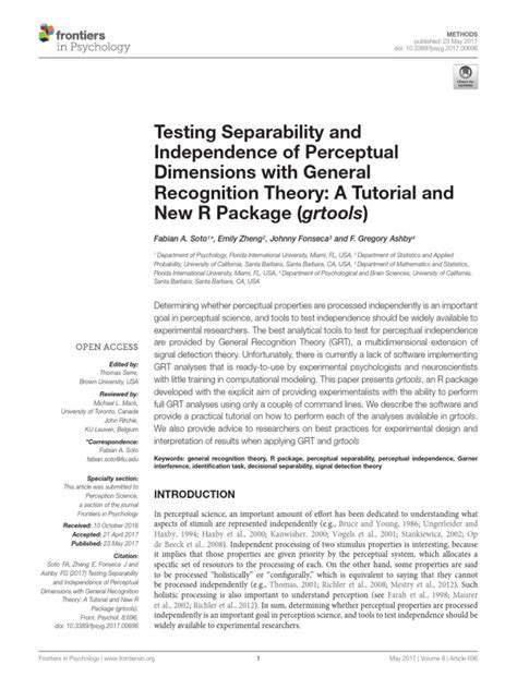 Testing Separability And Independence Of Perceptual Dimensions With General Recognition Theory