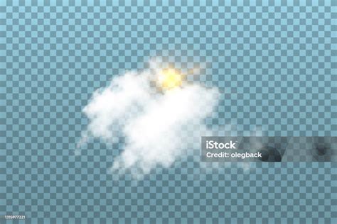 Awan Dengan Matahari Di Langit Dengan Latar Belakang Transparan Biru