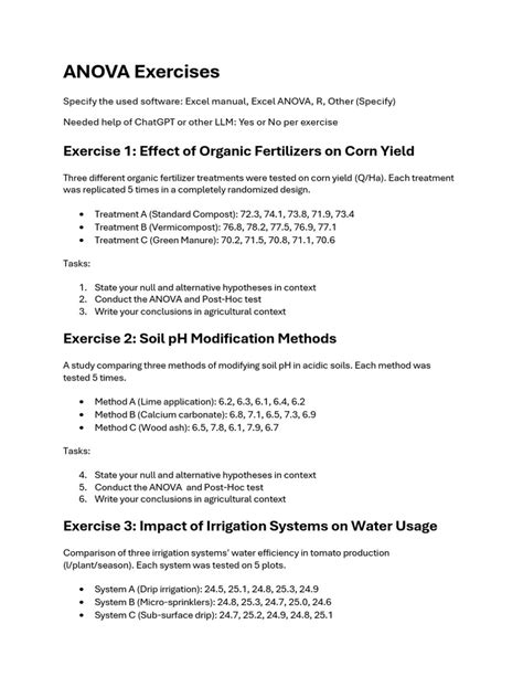 Hands On Anova Exercises Pdf Analysis Of Variance Agriculture