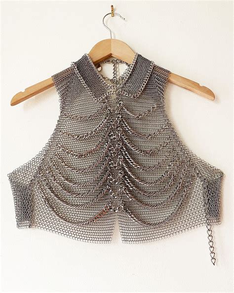 Falconiere Silver Ribcage Chainmail Vest Collared Chain Halter Made To