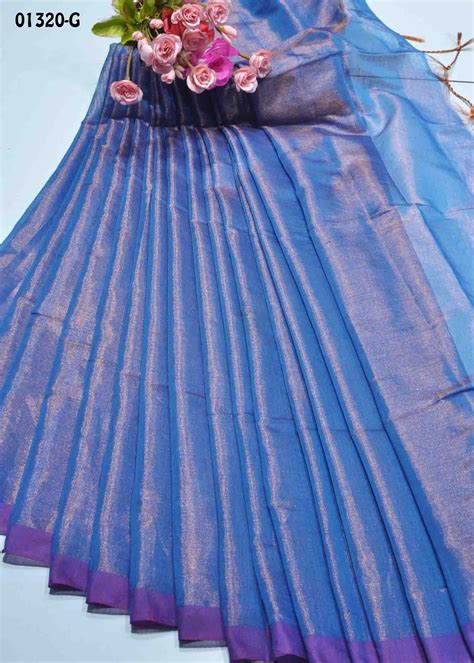 Bavana 01320 G Cobaltblue Color Plain Uppada Saree Cm1139200 Lr4b