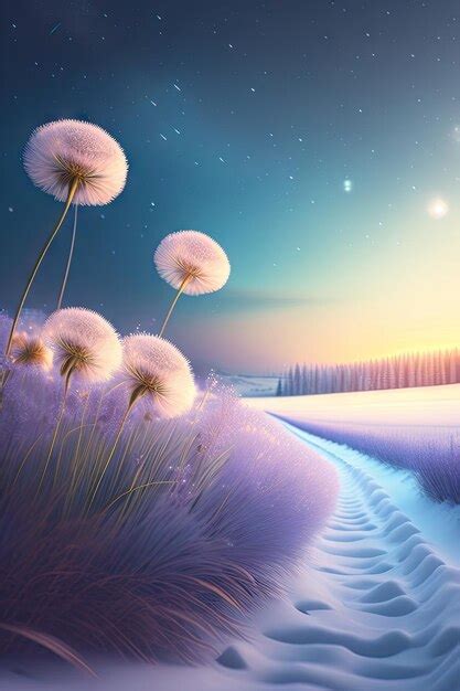 Premium Photo Evening Winter Nature Background Beautiful Meadow