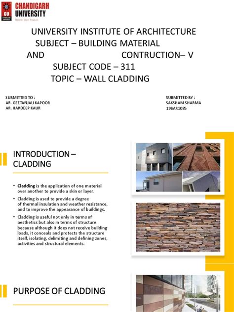University Institute Of Architecture Subject Building Material And