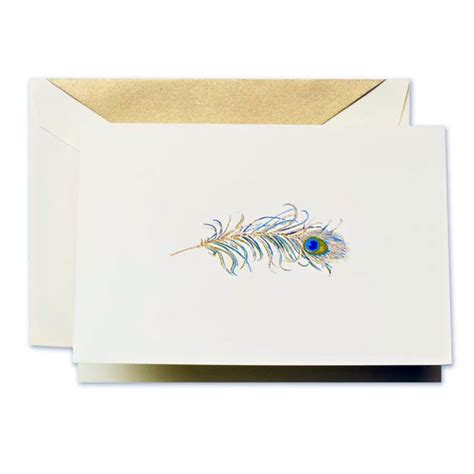 Crane Stationery Peacock Feather Engraved Note Crane Pennysmiths Paper