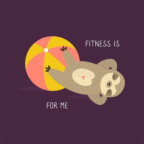 Funny Sloth Doing Fitness Exercise Sport Training Stock Vector Illustration Of T Exotic