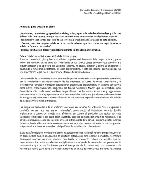 Actividad 2 Para Debate En Clase Pdf