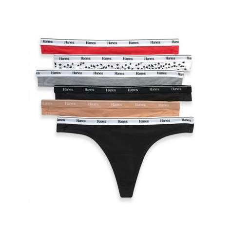 Hanes Originals Womens Thong Underwear Breathable Cotton Stretch 6