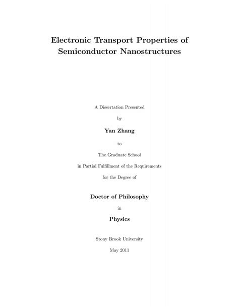 Electronic Transport Properties Of Semiconductor Nanostructures