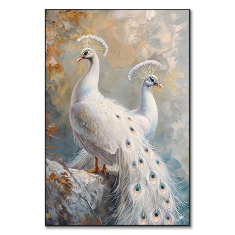 White Peacock Feather Painting