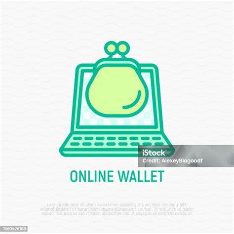 온라인 지갑 애플 리 케이 션 선 아이콘 노트북 선 아이콘 지갑 현대 벡터 일러스트입니다 개념에 대한 스톡 벡터 아트 및 기타
