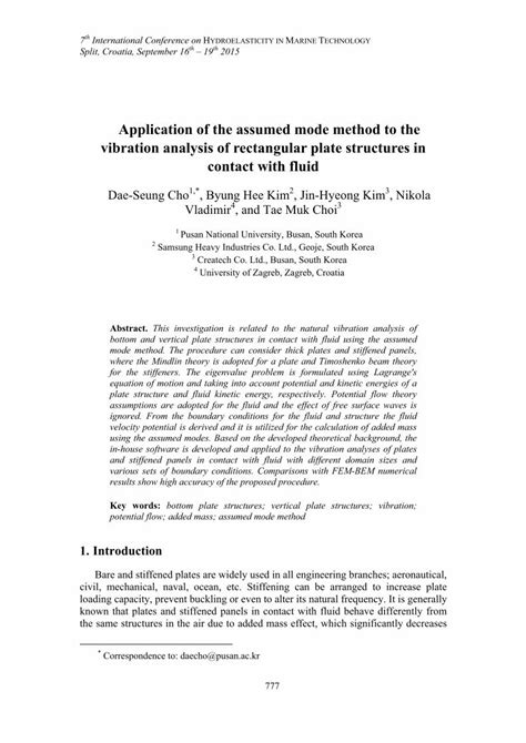 Pdf Application Of The Assumed Mode Method To The Vibration Analysis
