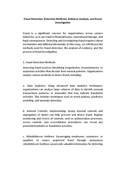 Fraud Detection Learning Fraud Detection Detection Methods Evidence Analysis And Fraud