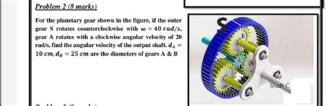 problem 2 8 marks for the planetary gear shown in the figure if the