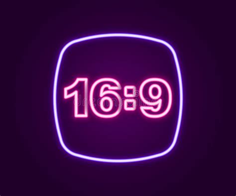 Glowing Neon Line Photo Frame 16 9 Icon Isolated On Black Background