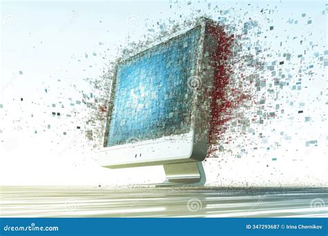 Digital Transformation Concept With Deconstructed Crt Monitor Pixels