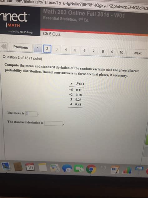 Solved Compute The Mean And Standard Deviation Of The Random Chegg