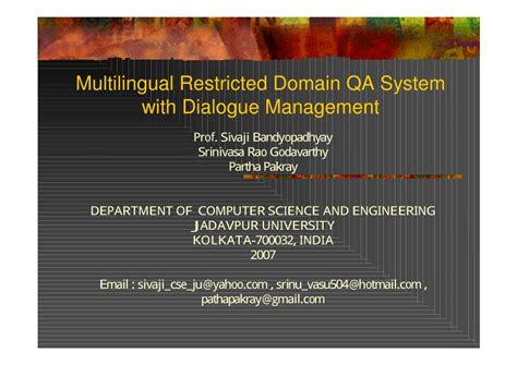 Pdf Multilingual Restricted Domain Qa System With Dialogue Management