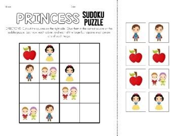 Disney Princess Inspired Sudoku Puzzles By Extra Sprinkle Tpt