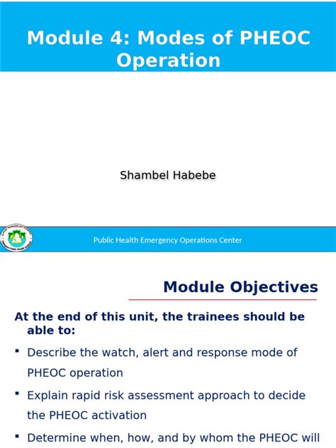Module 4 Modes Of Pheoc Operation Pdf Emergency Management Safety