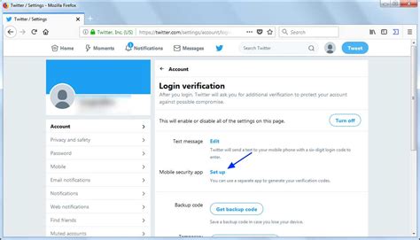 how to setup login verification in twitter