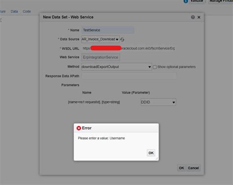 Unable To Proceed To Create Dataset Using Webservice In Oracle BIP