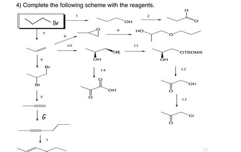 Solved 4) Complete the following scheme with the reagents. | Chegg.com