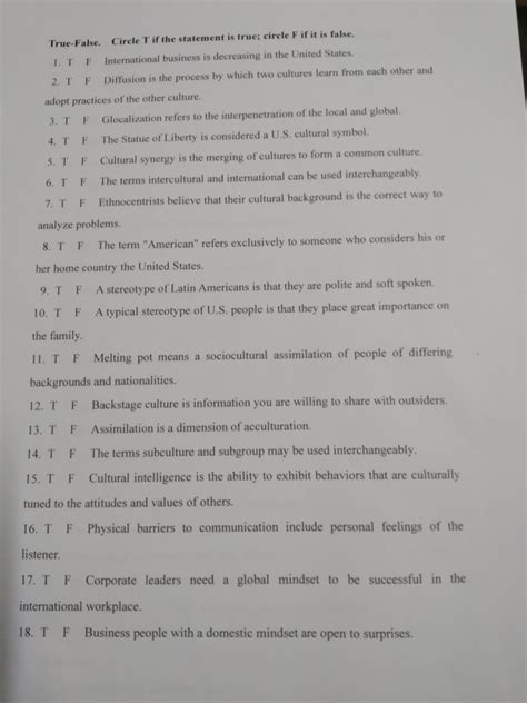 Solved Circle T If The Statement Is True Circle F If It Is Chegg Com