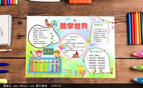 精美卡通电子小报数学小报设计 图品汇