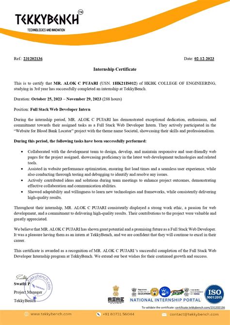 Alok C Pujari On Linkedin Internship Fullstackwebdevelopment