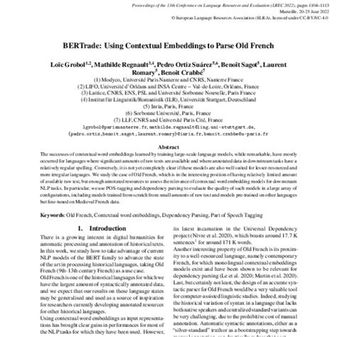 Bertrade Using Contextual Embeddings To Parse Old French Acl Anthology