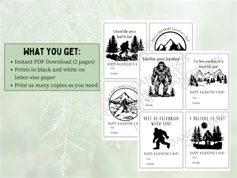 Bigfoot Sasquatch Yeti Fast And Easy Printable School Valentines Just