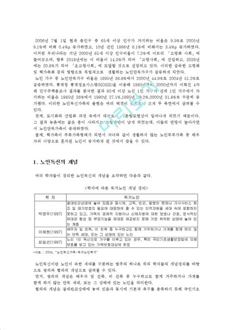 A자료 독거노인에 대한 실태와 문제점 및 해결방안에 관한 종합 보고서 추천 레포트 관련 레포트자료