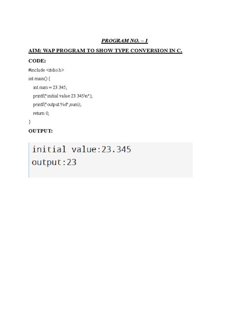 Coding LAB Program 1 Merged Compressed AIM WAP PROGRAM TO SHOW TYPE CONVERSION IN C CODE